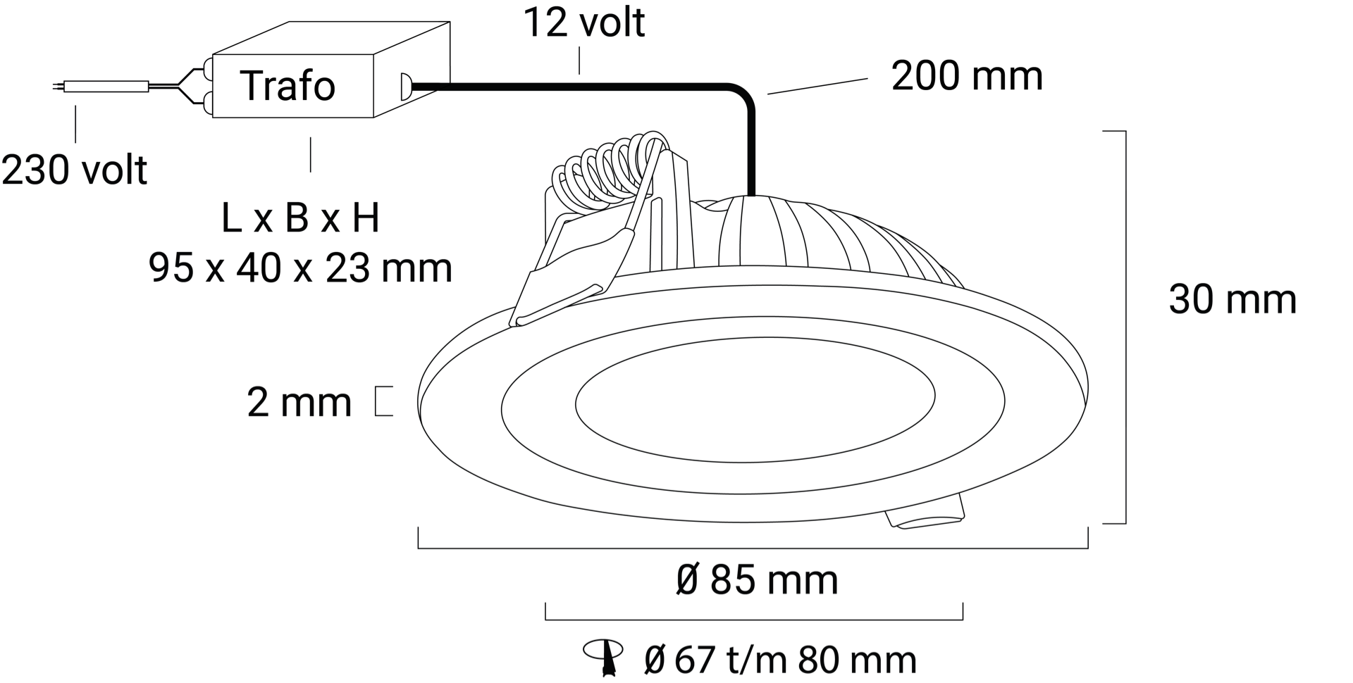 Draai & kantelbare led spot 230 volt dimbaar 7 watt 600 lumen wit 2700k