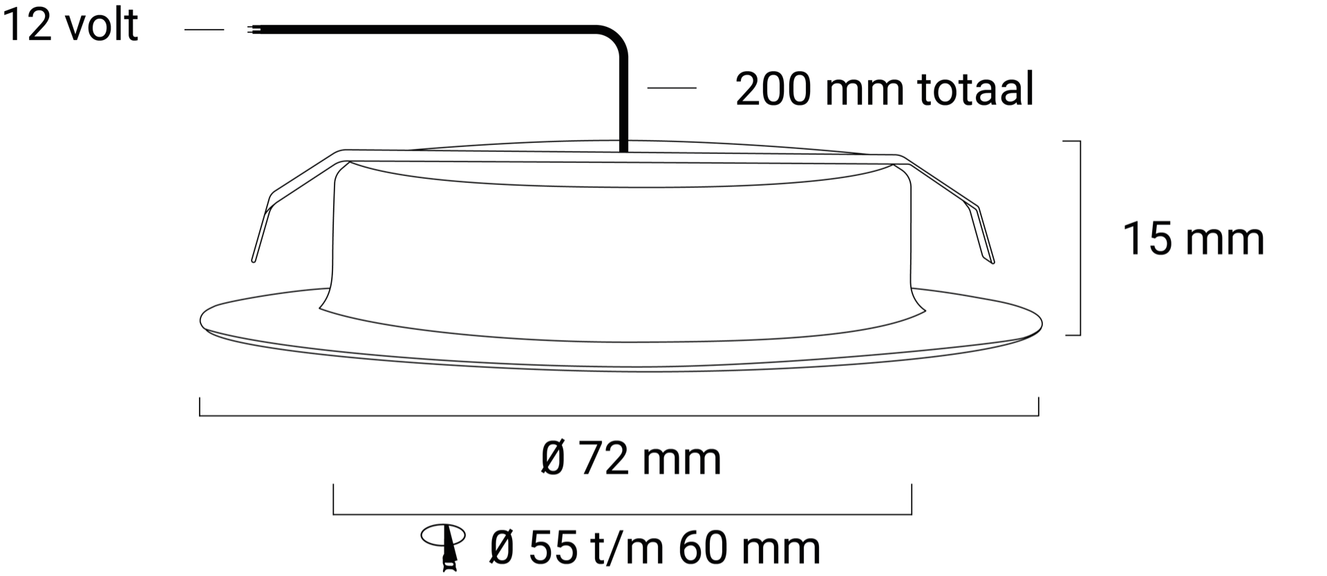 12 t/m 24 Volt Extreem lage LED Inbouwspot Zwart - Ledinbouwspotsleds.nl